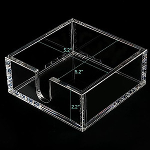 LotFancy Napkin Holder, Acrylic Cocktail Napkin Holder for 5 x 5 inch Napkin, Clear Paper Holder for Table, Kitchen, Bar, Party, Square Tissue Dispenser, Napkin Caddy for Bathroom