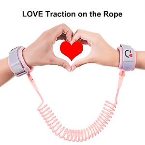 HUGVIDAS Anti-Lost Wrist Strap, Child Safety Belt with Key Lock, Breathable Toddler Traction Belt, Anti-Lost Wrist Strap (Pink 2, 2M/6.5Ft)