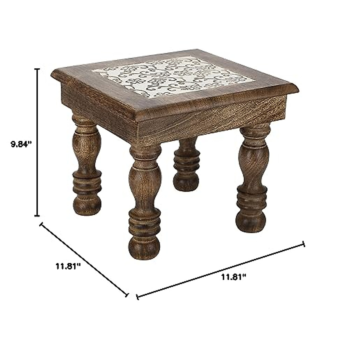 SAVON Wooden Step Stool Small Footstool footrest Table White Flowers