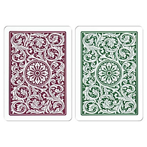 Copag 1546 Design 100% Plastic Playing Cards, Poker Size (Standard) Green/Burgundy (Regular Index, 1 Set)