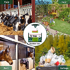 Dwcom 2 Pack Large Fly Traps Outdoor, Ranch Fly Trap Killer Bag, Fly Repellent for Outdoor Farm/Orchard