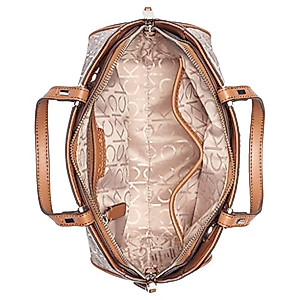 Calvin Klein Charlie Triple Compartment Dome Satchel, Almond/Taupe/Caramel
