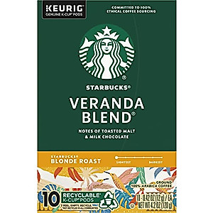 Starbucks Veranda Blend Blonde, K-Cup Portion Pack for Keurig K-Cup Brewers, 10-Count (Pack of 2)