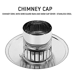 HOFFTI Stainless Steel Chimney Cap, Roof Windproof Rain Cap Mushroom Shaped Hood Kitchen Hood Exhaust Pipe Smoke Cap, Anti Downdraught Bird Guard Top Chimney Cowl Cap (Size : 125mm)