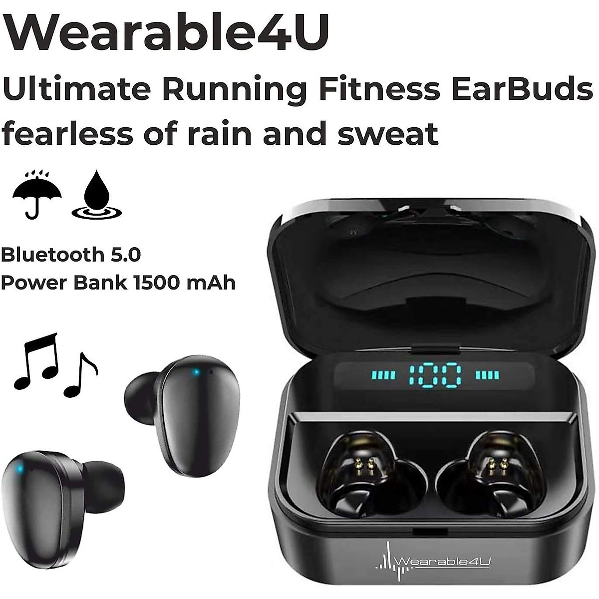 Bushnell Wingman 2 GPS Bluetooth Speaker with Included Wearable4U Ultimate Black Earbuds with Power Case and Wall/Car Chargers Bundle