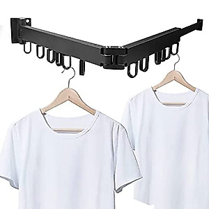 Clothes Drying Rack, Wall Mounted Clothes Hanger Collapsible Clothes Dry Racks with 12 Clothes Pegs for Balcony Mudroom Bedroom (90cm)
