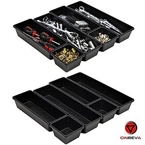 ONREVA Tool Box Organizer Tray Divider Set, Extra Large Toolbox Trays, Tool Box Organizers and Storage Kit, Rolling Tool Chest Drawer Bins, Hardware Screwdrivers Pliers Organization, 6pcs