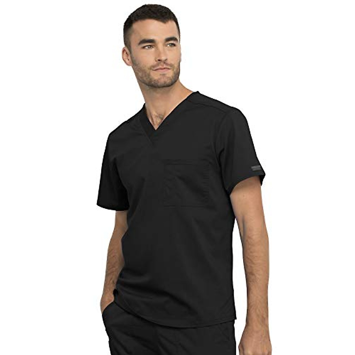 Cherokee Men & Women Scrubs Top Workwear Revolution 1 Pocket Tuckable V-Neck WW625, XL, Black
