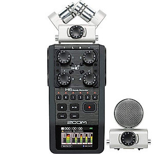Zoom H6 6-Track Handy Recorder Bundle with Universal Windscreen, Power Adapter and Memory Card (4 Items)