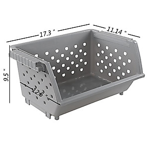 EudokkyNA 4 Pack Stackable Storage Basket, Large Stacking Baskets
