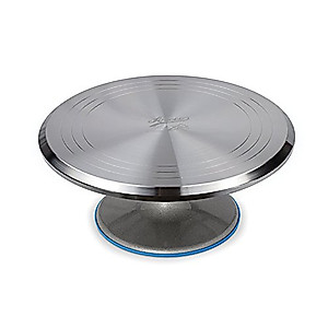 Ateco Revolving Cake Decorating Stand, 615 12" Round, Aluminum Base, White