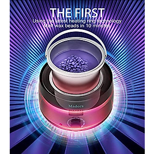 Madors Waxing Kit with LCD Digital Display Temperature Control, Wax Warmer with 5 Pack (3.5 oz. each) Hard Wax Beads for Full Body