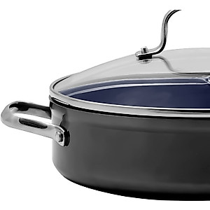 NuWave Forged Lightweight Nonstick 10.5" Grill Pan with Lid, Healthy G10 Duralon Ceramic Coated Deeper Griddle Pan Skillet, PFAS Free, Works on All Cooktops & Induction Ready