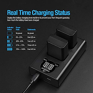 ENEGON NP-FW50 Battery (2-Pack,1300mAh) and Dual Charger for Sony A6000, A6400, A6300, A6500, A7, A7II, A7RII, A7SII, A7S, A7S2, A7R, A7R2, A55, A5100, RX10 Accessories