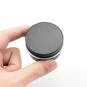 Foraineam 60 Pack 1 oz. Aluminum Round Lip Balm Tin Container Bottle with Screw Lid - Black Empty Tins for Salve, Powder, Spice, or Candies