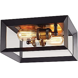 Home Decorators Collection HD-1550-I 2-Light Matte Black Frame Flushmount Lights