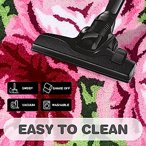 ABREEZE 3 Rose Shaped Rug Pink Roses Rug Shaggy Bath Mat Anti-Slip Mat Personalized Custom Carpets Doormat Bathroom Rug Super Water Absorbent, Machine Washable