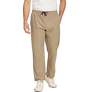 COOFANDY Men's Jogger Pants Running Hiking Drawstring Trousers Work Sweatpants Khaki