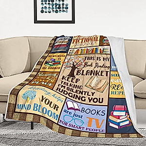 KOLVIIV Book Lovers Gifts Blanket Gifts for Book Lovers Women Librarian Gifts Throw Blanket Book Club Bookworm Gifts for Reading Lover Bookish Blankets 60"x50"