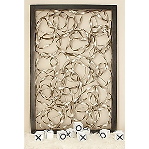 Deco 79 Metal Abstract Coiled Ribbon Wall Decor with Black Frame, 60" x 2" x 40", Silver