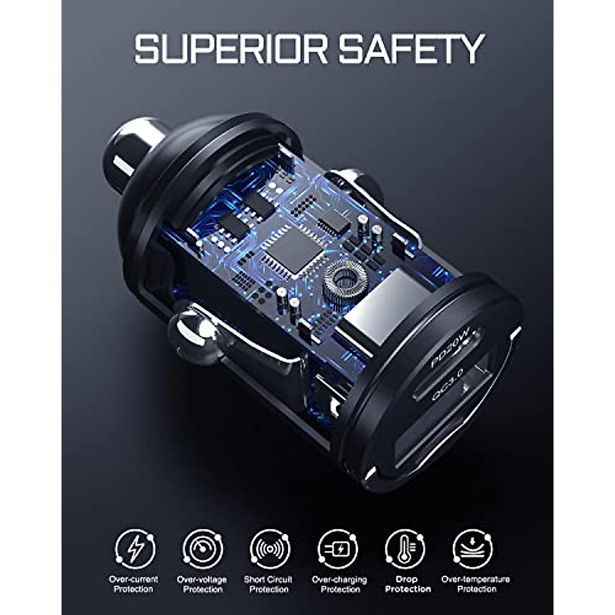 USB C Car Charger, Aergiatech 38W(20W+18W) PD&QC 3.0 Car Charger Adapter, Smallest Cigarette Lighter USB Car Charger, Compatible with iPhone 13/13 Pro Max/12/11, iPad Mini/Pro, Samsung and More