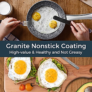 KOCH SYSTEME CS 8"+11" Premium Nonstick granite stone Frying Pan Sets, Gray Nonstick Frying Pan Sets with Lids, Aluminum Pan for Effortless Cooking, Kitchen Cookware Sets Compatible for all Stoves