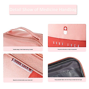 paerma Empty First Aid Bags Travel Medical Supplies Insulated Medicine Bag Convenient Safety Kit Suit for Family Outdoors Hiking Camping Car Office Workplace,Pink