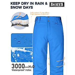 Skieer Men's Mountain Ski Pants Waterproof Insulated Warm Thickened Snow Pants(Black,Medium)