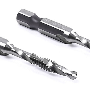 szgate 5PCS Combination Drill Tap Bit Set Screw Tapping Hex Shank HSS MetricImperial Plug Drill Bits Hand Tools 14-20NC