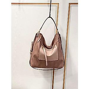 Hobo Bags for Women Leather Embossed Pink Large Crossbody Bag Womens Casual Hobo Purses and Handbags Tote Shoulder Bags