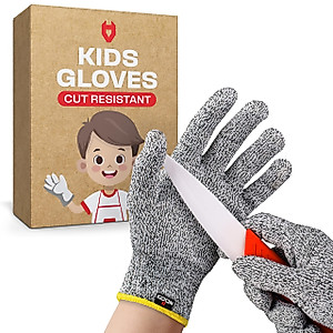 NoCry Kids Cutting Gloves, XS (8-12 Years) — 100% Food Grade and Level 5 Protection — Comfortable and Lightweight, Yet Tough — Ambidextrous — Ideal for Fishing, Wood Carving and Whittling