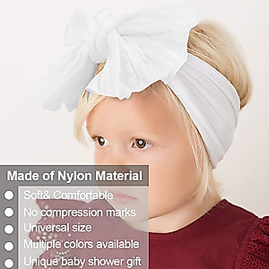 Makone 8pcs Baby Girls Headbands with Bows, Nylon Stretchy Hair Bands Hair Bow Elastics Hair Accessories for Newborn Baby Infant Toddlers Kids