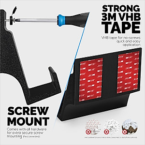 BRAINWAVZ Gaming Keyboard Stand for Wall Mounting - Adhesive or Screw Mount Installation - Stylish and Space Saving Solution for Gamers, Home & Office (KBW01)