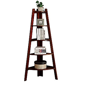 BOWERY HILL 5 Shelf Corner Bookcase in Cherry
