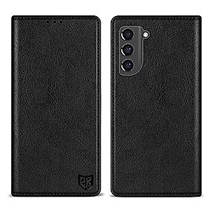 ZZXX Samsung Galaxy S21 FE Wallet Case with [RFID Blocking] Card Slot Stand Strong Magnetic Leather Flip Fold Protective Phone Case for Samsung Galaxy S21 FE 5G Case Wallet(Black-6.4 inch)