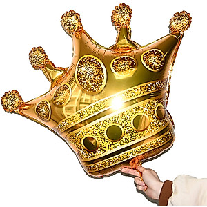 MYUBWTF 6 Pieces 40 inch Large Gold Crown Balloons, Giant Foil Cap Balloon, Aluminum Foil Helium Balloons for Birthday Wedding Party Decorations Anniversary Party Halloween Christmas (40-inch)