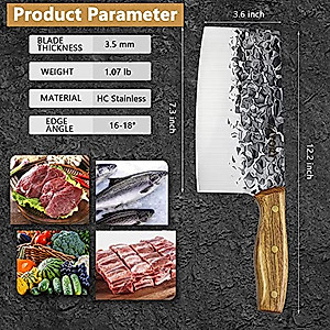 Kitory Cleaver Knife, Middle Thick Blade Chinese Kitchen Chef Knife for meat and vegetable cutting, Hand Forged Full Tang Meat Cleaver for home kitchen