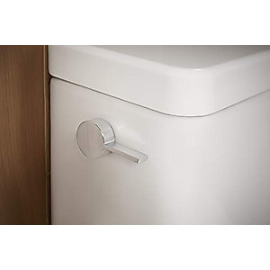 KOHLER 78080-0 Reach Comfort Height Chair Height One-Piece Compact Elongated Toilet with Skirted Trapway, Left-Hand Trip Lever, 1.28 GPF