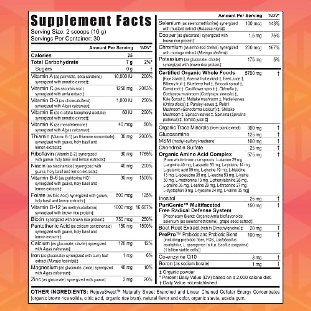 Youngevity Beyond Tangy Tangerine 2.0 Citrus Peach Fusion Multi-Vitamin & Mineral Complex - Made with Natural & Whole Foods | 8,000 ORAC