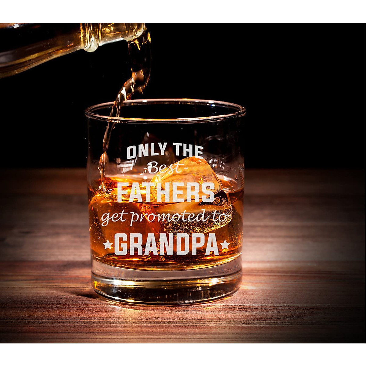 Only The Best Fathers get Promoted to Grandpa Pregnancy Announcement Whiskey Glass (Grandpa)