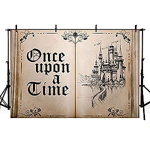 ABLIN 8x6ft Fairy Tale Books Backdrop Old Opening Book Once Upon a Time Ancient Castle Princess Romantic Story Photo Background Wedding Birthday Party Decorations Banner Props