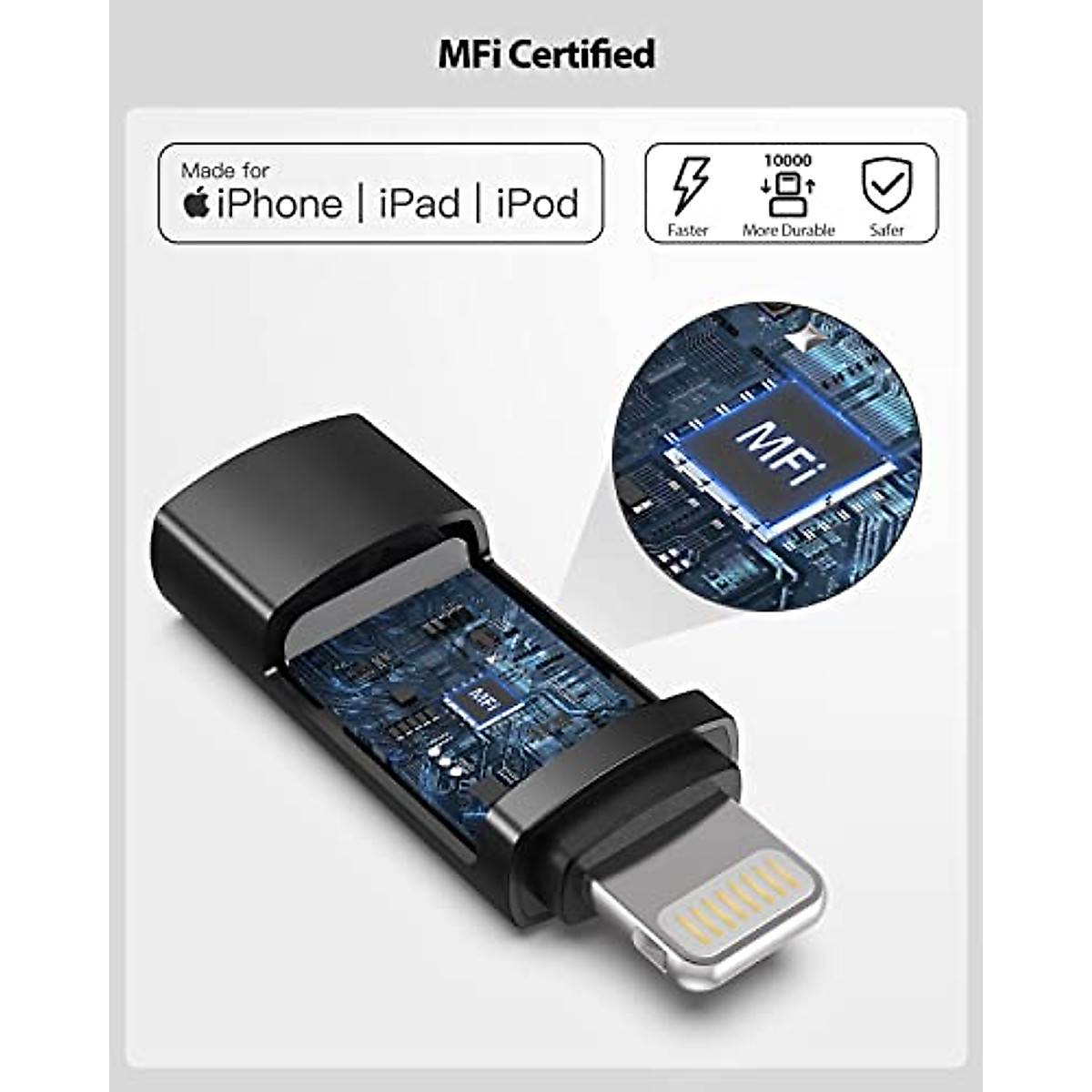 [Apple MFi Certified] USB C to Lightning Adapter Support 18W PD Fast Charging Compatible with iPhone iPad iPod (1 Pack Black)
