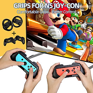 HEYSTOP Switch Accessories Bundle 12 in 1 Compatible with Nintendo Switch, Gift Kit with Carrying Case, Protective Case Cover, Screen Protector, PlayStand, Joycon Grip & More (Black)