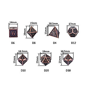 HEIMDALLR Metal DND Dice Set 7pcs - Indestructible Metal Dice Set w/Dice Bag; D&D Dice Set D&D (Dungeons and Dragons Dice Set) w/ D20 Dice - Blacksmith Craft Dice (Weathered Bronze)