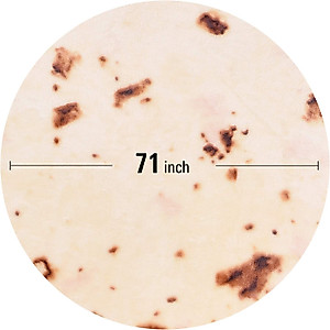 Denkee Tortilla Blanket 71 inches, Tortilla Throw Blanket for Adult and Kids, Taco Blanket Double Sided, Realistic Food Blanket, Funny Gifts for Kids Teenagers