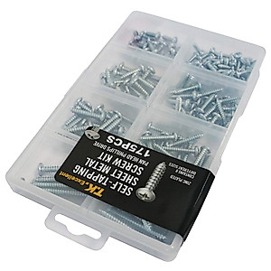 T.K.Excellent Self Tapping Screws Pan Head Phillips Drive Sheet Metal Screw Assortment Kit,175 Pieces