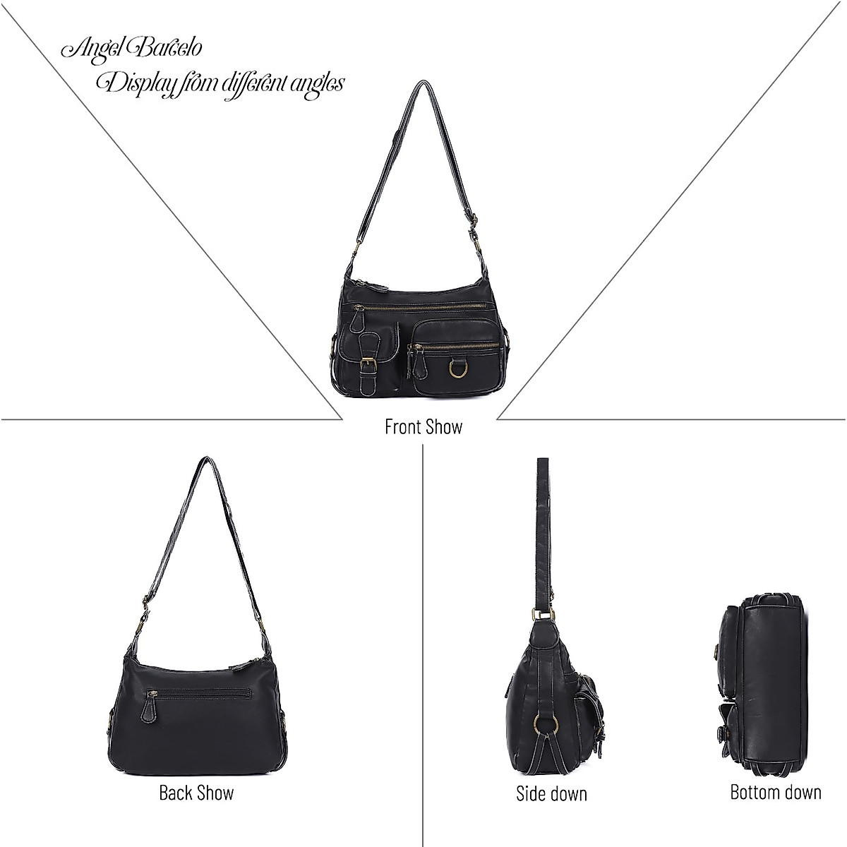 Angel Barcelo Cross body Shoulder Bag Women Soft Leather Purses and Handbags (Purple)