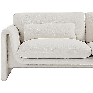 Meridian Furniture 198Cream-L Stylus Collection Modern | Contemporary Boucle Fabric Upholstered Loveseat with Rich Cream Boucle Fabric, Curved Arms, 64" W x 38" D x 31" H, Cream