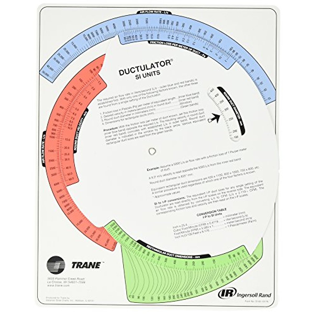 Trane TD1 Ductulator with Sleeve, Duct Sizing Calculator