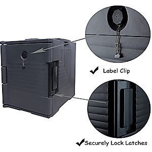 luston Front-Loading Insulated Food Pan Carrier,95 Quart Capacity, Color grey, Food-grade LLDPE Material, Portable Food Warmer for Canteen and Restaurant Use